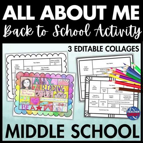 All About Me Poster Activity Back to School Collage Middle School ...