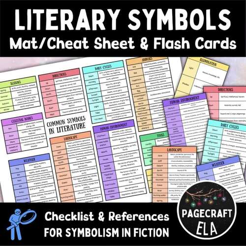 Literary Symbols Reference Mat & Flash Cards for Fiction, Film, and Drama