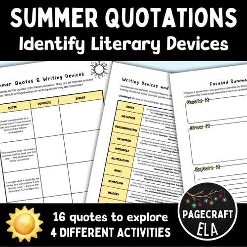 Identify Literary Techniques and Devices in Summer Themed Quotations