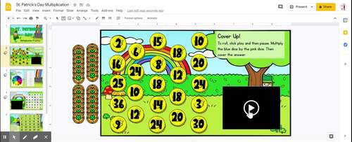 Digital St. Patrick's Day Digital Multiplication Practice by A Primary Owl