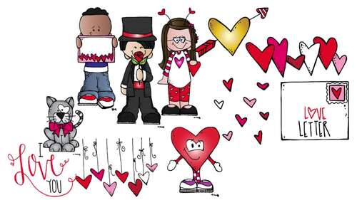 Valentines Day clip art 2018, kid clip art COMBO PACK by Melonheadz Clipart
