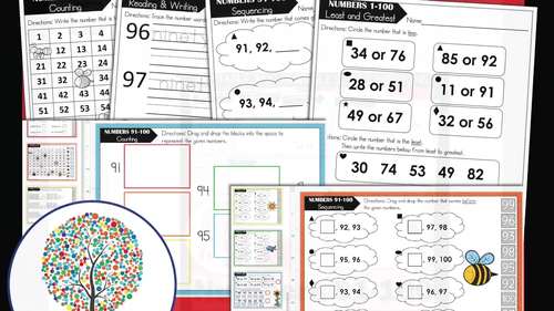 Counting and Writing Numbers 91 to 100 - Printable & Digital - Distance ...