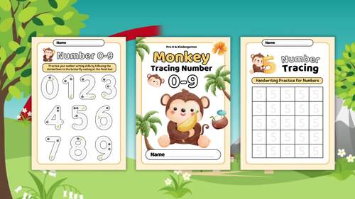 Monkey Tracing Numbers 0-9 – Fun Handwriting & Counting Activities for Kids