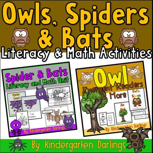 Spiders, Bats and Owl Fall Literacy and Math Bundle for Kindergarten ...