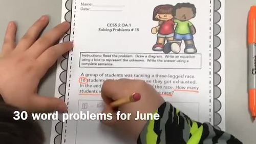 2nd Grade Math Word Problems for June in CCSS 2.OA.1 | TPT