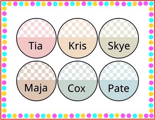 Printable Round Boho Neutral Checkered Classic Student Name Labels ...