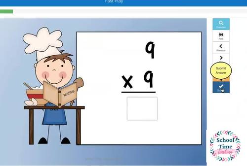 Multiplication 9 Fact Fluency Math Boom Cards by School Time Teaching