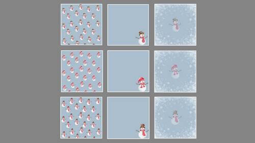 Snowman and Snowflakes Digital Paper Clipart, Winter, Blue | TPT