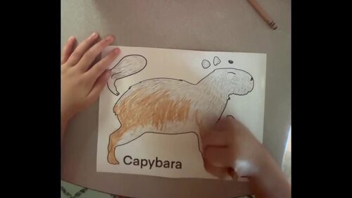 Cut and Paste Cute Capybara Rodent Coloring Fine Motor Craft Art Activity