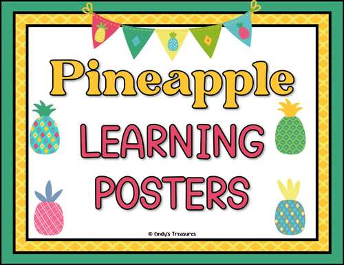 Pineapple Learning Posters: Alphabet, Numbers, Shapes & Colors | TPT