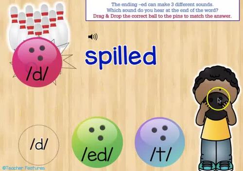 3 Sounds of ED Boom Cards: Inflectional Ending Phonics Game for 1st ...