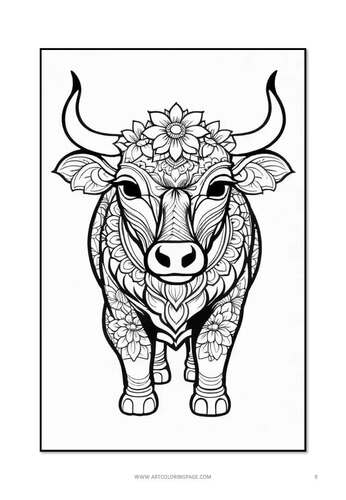 Dive into Creativity with Bull Mandala Coloring Vol 2 - 100 Page PDF ...