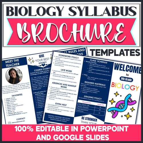 Biology Syllabus Brochure Editable Template | High School Science Back ...