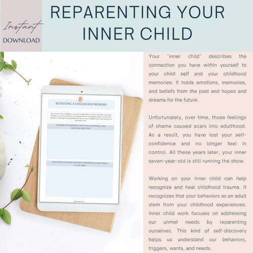Inner child worksheets, inner wounds, attachment styles, anxiety, cbt