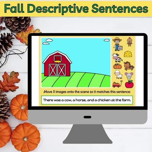 Fall Sentences Digital Activity Reading and Writing Autumn Descriptive ...
