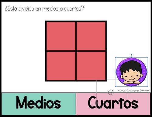 Fracciones medios y cuartos DIGITAL Fractions in Spanish Seesaw Google ...