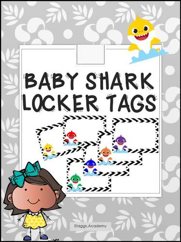 Editable Baby Shark Locker Tags | Printable Name Tag | Place Card
