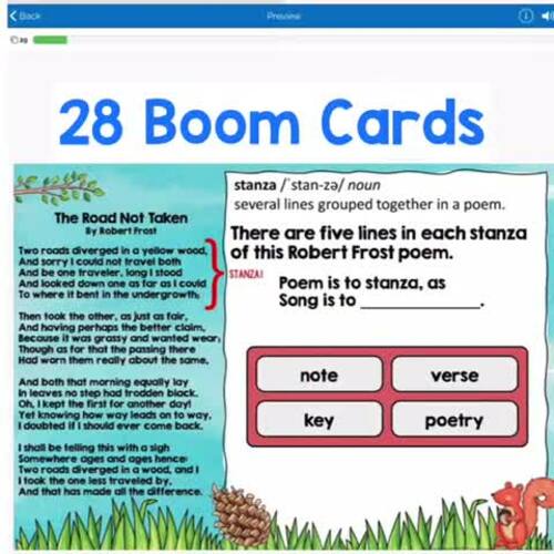 The Road Not Taken Robert Frost Poetry Analysis Poetry Month BOOM Cards