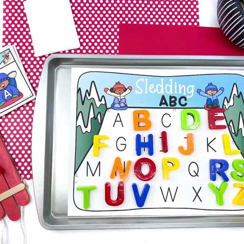Sledding ABC Winter Letter Matching Activity by Turner Tots | TPT