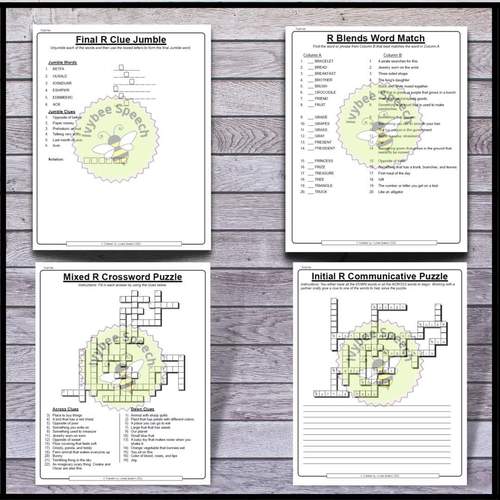 Articulation R Activities Speech Therapy Puzzles for Older Students ...