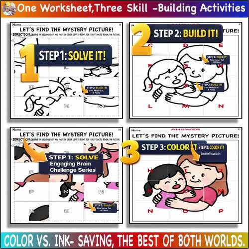 1-10,20 Simple Practice K-2 Cut Paste Color Picture Game Math Order ...