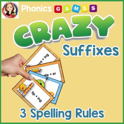 Editable Spelling Rules for Adding Suffixes Game with Flashcards