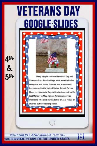 Digital Veterans Day Activities for Google Slides™ AND Printable