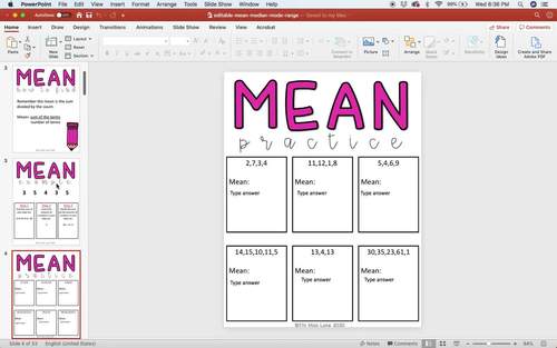 Distance Learning: Mean, Median, Mode, and Range by Its Miss Lane