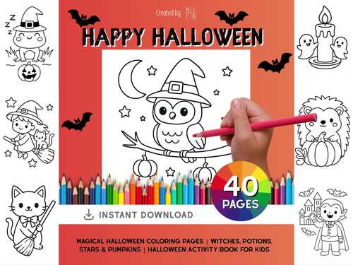 40 Magical Halloween Coloring Pages for Kids | Witches, Potions, Stars ...
