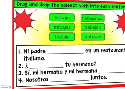 Spanish Present Tense AR Verbs | BOOM Cards Spanish by Debbie Wood