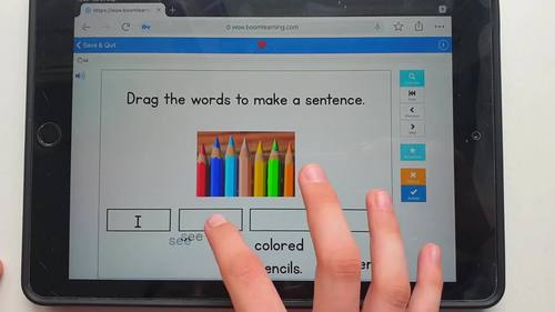 School Sentence Building BOOM CARDS™ | Sentence Scramble Activity