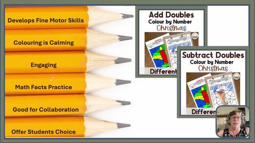 Christmas Doubles Addition & Subtraction to 20 Color by Number Worksheets
