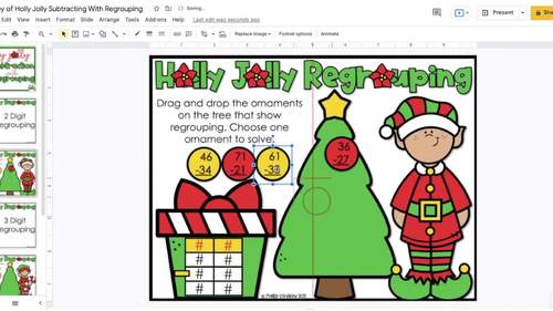 2 and 3 Digit Subtraction With Regrouping | December Christmas Math Centers