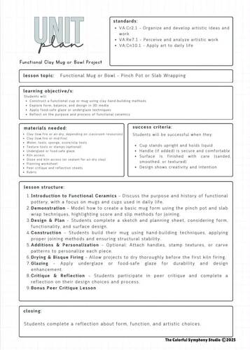 Functional Mug or Bowl Ceramic Project | Lessons, Rubric & Peer ...