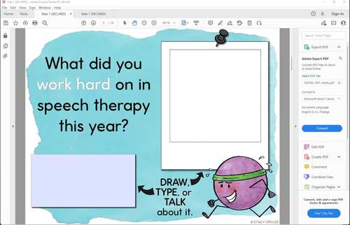End of the Year Speech Therapy Last Week of School Activity PDF ...
