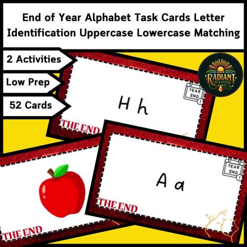 End of Year Alphabet Task Card Letter Identification Uppercase ...