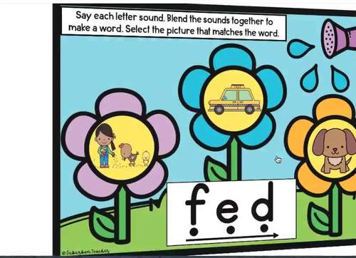 Blending CVC Words Short Vowel E Boom Cards by Suburban Teacher | TPT