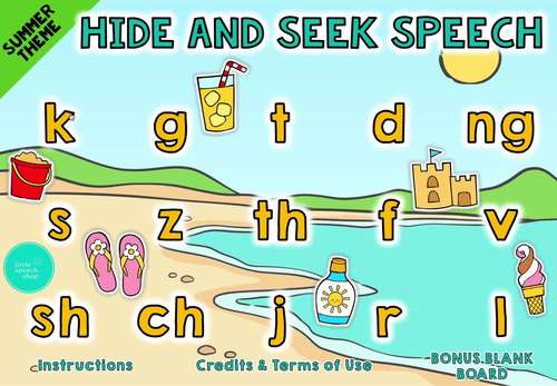 Hide & Seek Speech - Articulation Game - Summer Theme - PPT & Boom Cards™