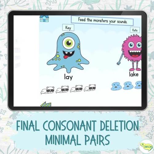 Final Consonant Deletion Minimal Pairs Boom Cards™ for Speech Therapy