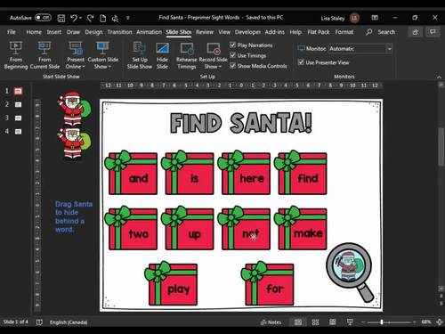 Pre-K Sight Words | Christmas Digital Hide & Seek - Find Santa by Play ...