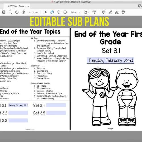 Emergency Sub Plans Kindergarten Sub Plans for the Year Bundle | TPT