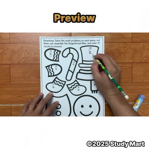 Gingerbread Man Subtraction Craft | Christmas Math Winter Activity