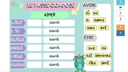 French Past tense | PASSÉ COMPOSÉ Verbes en er | BOOM CARDS | TPT