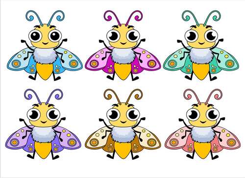 Cute Cartoon Bug, Insect Clipart 1, 56 PNG, Editable Vector, Hand Drawn