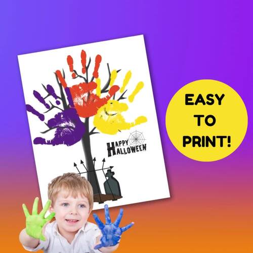 Handprint Template Halloween Craft | Halloween Preschool | Halloween ...