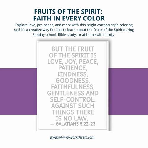 Fruits of the Spirit Coloring Pages | Bible Verse Characters Activities