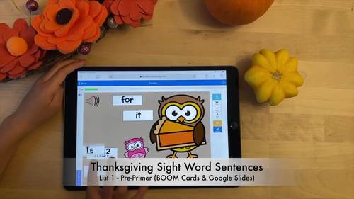 Thanksgiving Sight Words Sentence Building - List 1 - Digital Resour