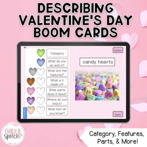 Valentine's Day Describing Boom Cards | Speech Therapy Distance Learning
