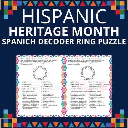 Hispanic Heritage Month Spanish Decoder Ring Puzzle | Fun Classroom ...