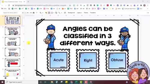 Types of Angles Acute, Obtuse, and Right Angles Google Slides Geometry ...